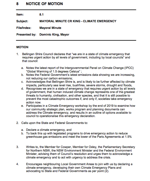 Climate change emergency declaration on the agenda at Bellingen Council ...